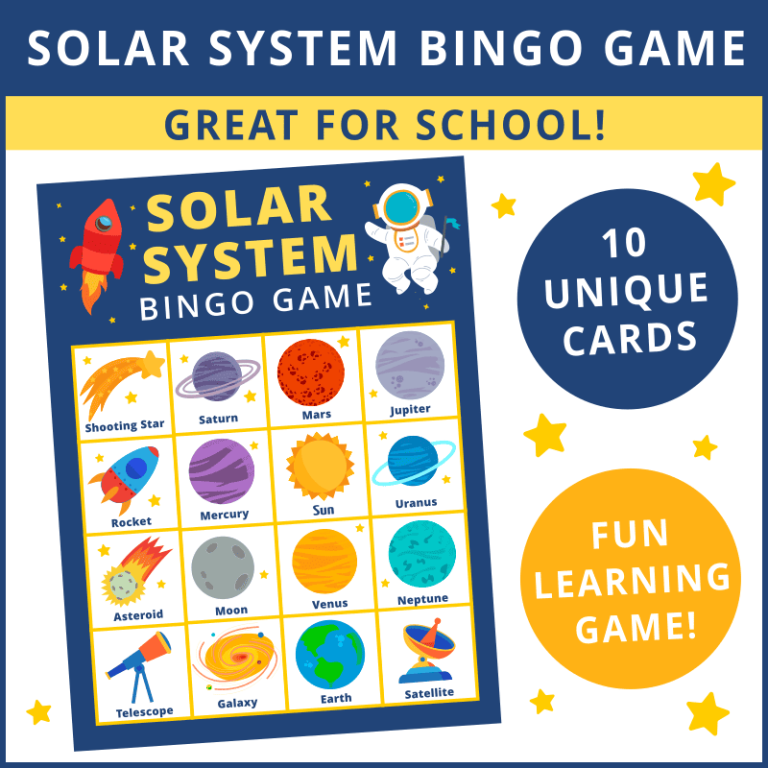 Solar System DIY Bingo Game with Lesson Plan | Class Creations