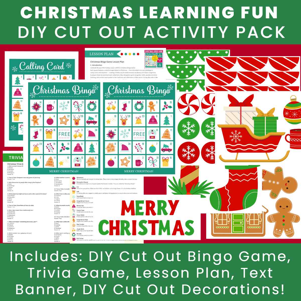 Christmas Learning Fun DIY Cut-Out Activity Pack (Bingo and More ...