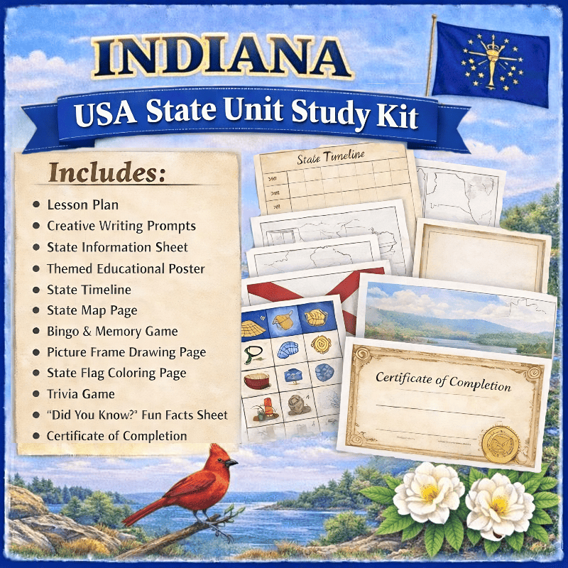 Indiana USA State Unit Study Kit | Class Creations