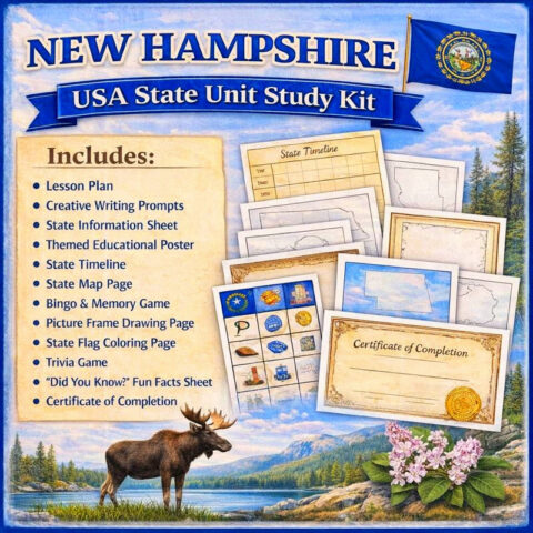 New Hampshire USA State Unit Study Pack | Class Creations